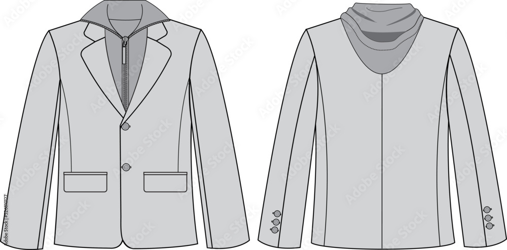 Technical drawing male blazer with internal sweater Stock Vector ...