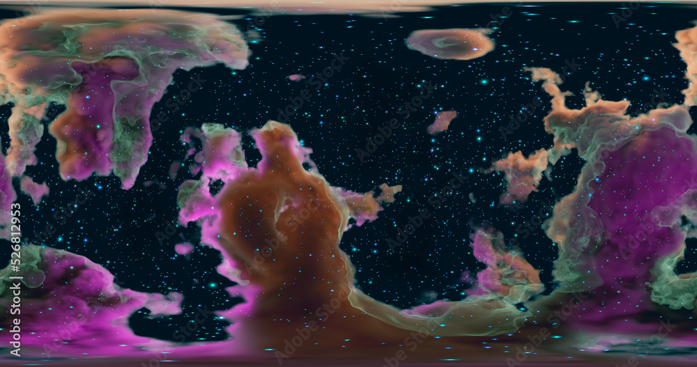 3d rendering. Space background with nebula and stars. Environment 360 ...