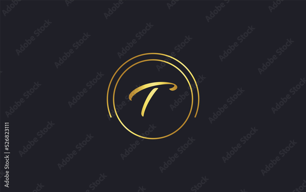Round logo and golden circle flat logo design with the letter T Stock ...