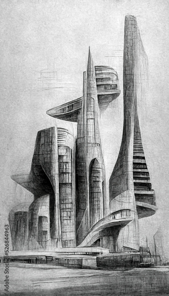 Futuristic Building Sketch