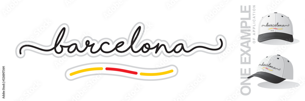 Barcelona Spain, abstract Barcelona flag ribbon, new modern handwritten ...