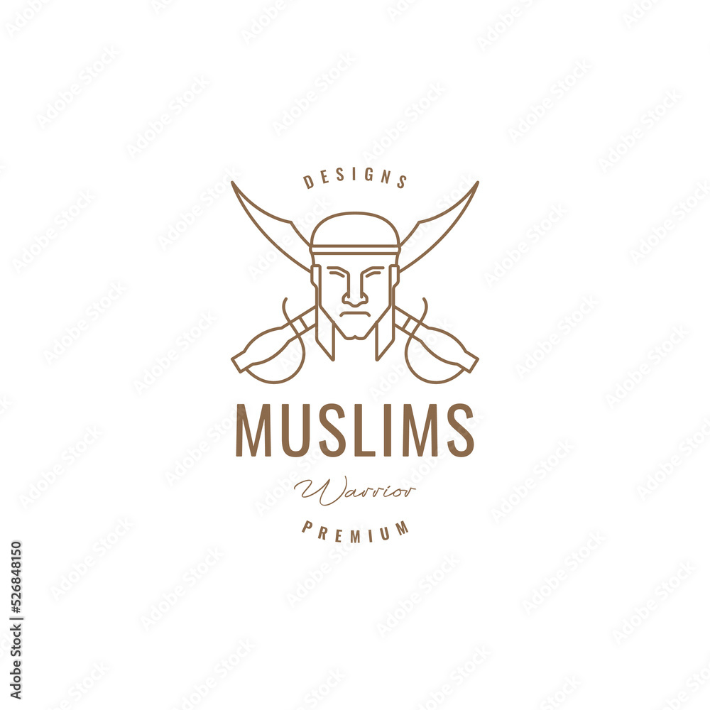 face muslim swords warrior logo design Stock Vector | Adobe Stock