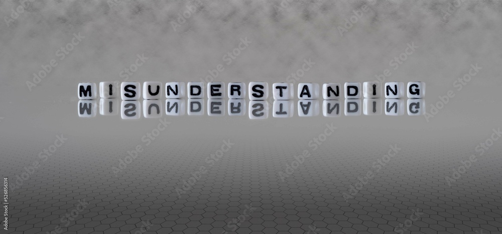 misunderstanding word or concept represented by black and white letter ...