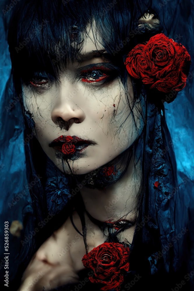 Gothic dystopian horror scene with a gothic fictional woman. Artistic ...