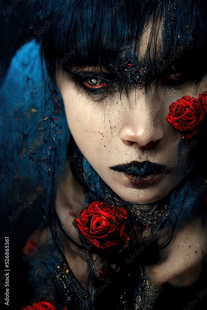 Gothic dystopian horror scene with a gothic fictional woman. Artistic ...