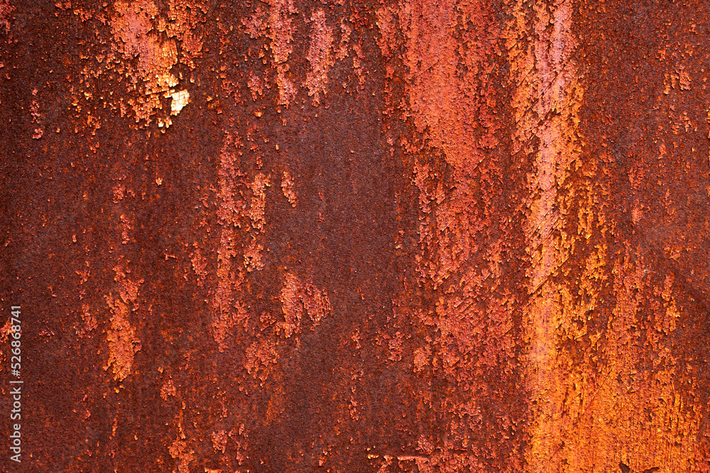 Surface of rusted metal sheet texture detail of metal sheet exposed to ...