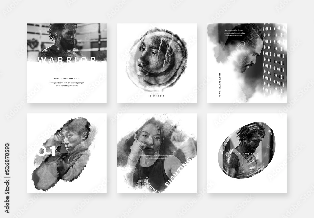 Social Media Post Set with Abstract Stain Photo Placeholders Stock ...