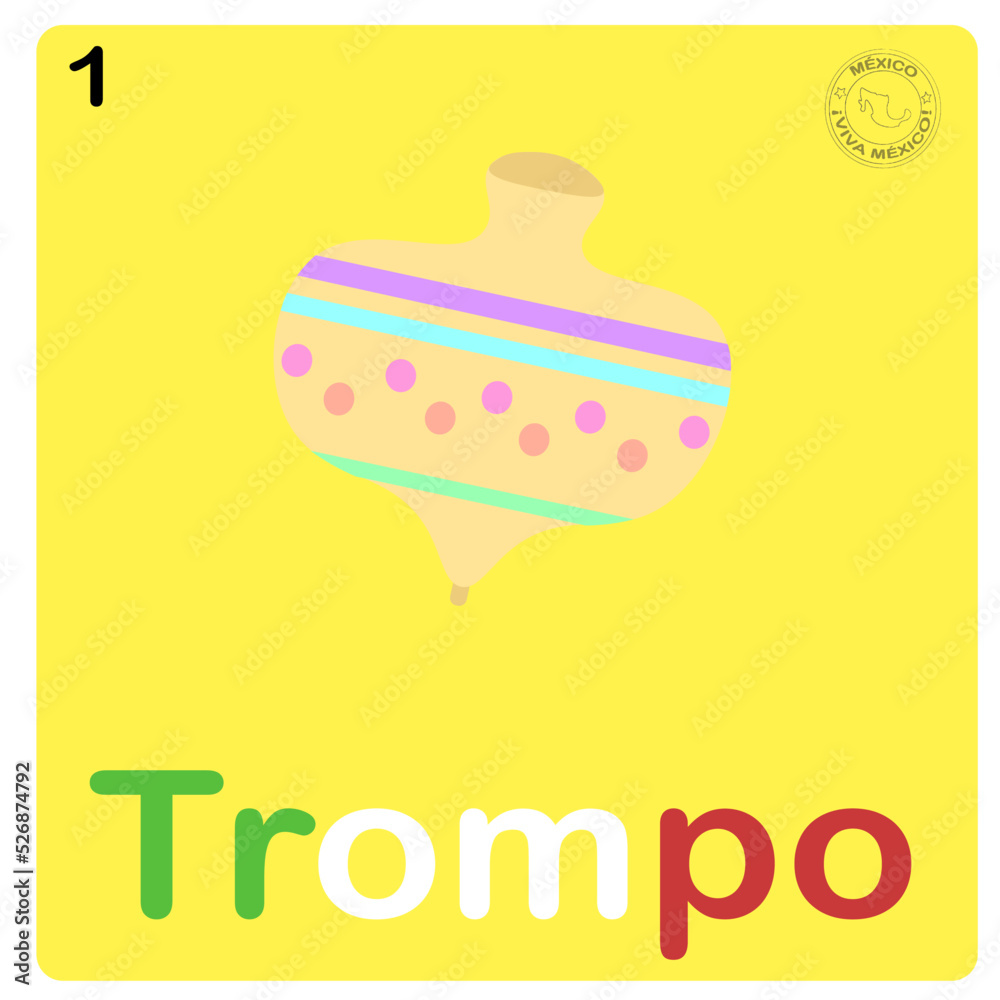 TROMPO, CULTURA MEXICANA, FONDO AMARILLO, LOTERIA, MÉXICO Stock Vector ...