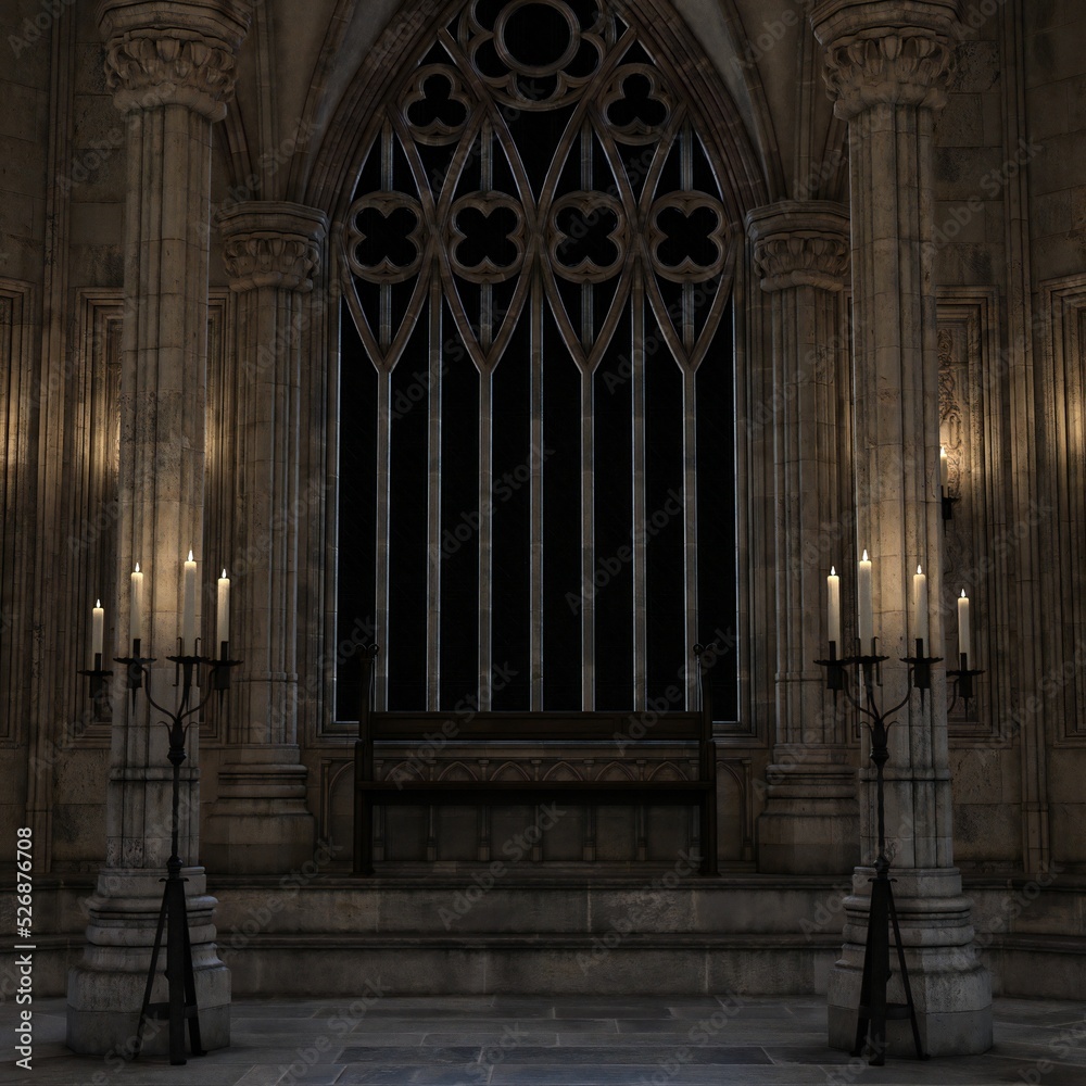 Gothic Castle Interior Stock Illustration | Adobe Stock