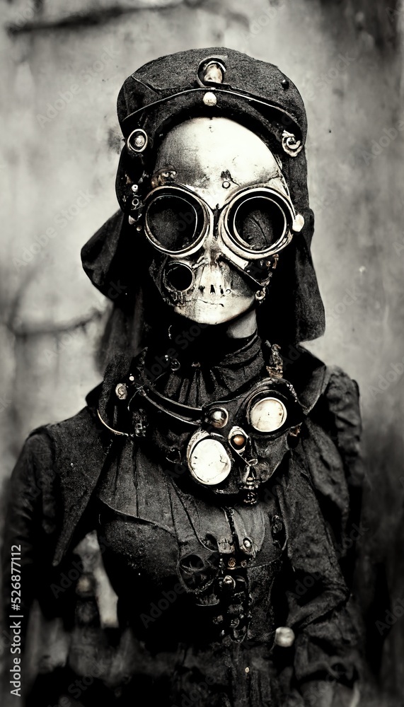 Vintage horror scene with a gothic fictional woman. Artistic abstract ...