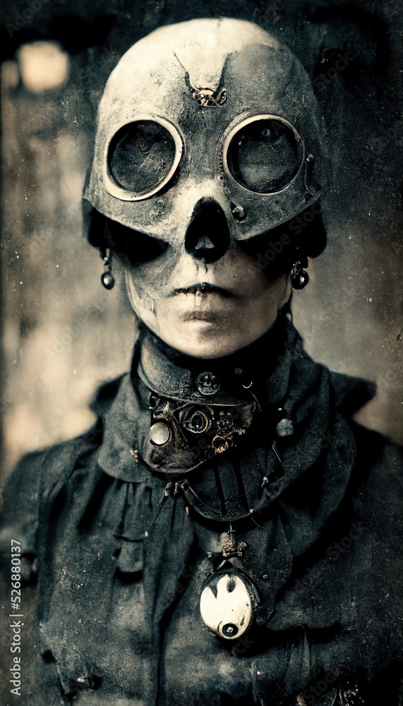 Vintage horror scene with a gothic fictional woman. Artistic abstract ...