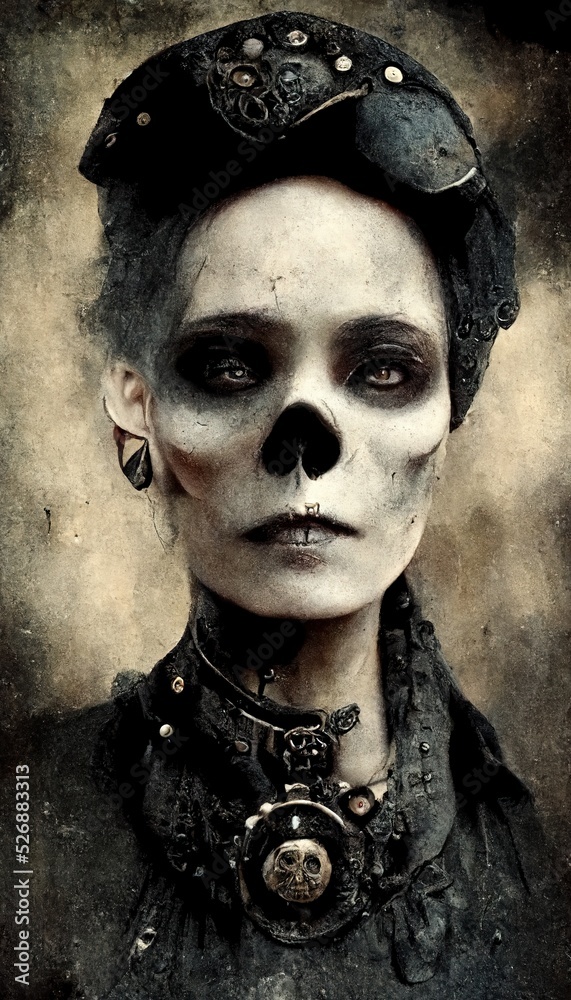 Vintage horror scene with a gothic fictional woman. Artistic abstract ...