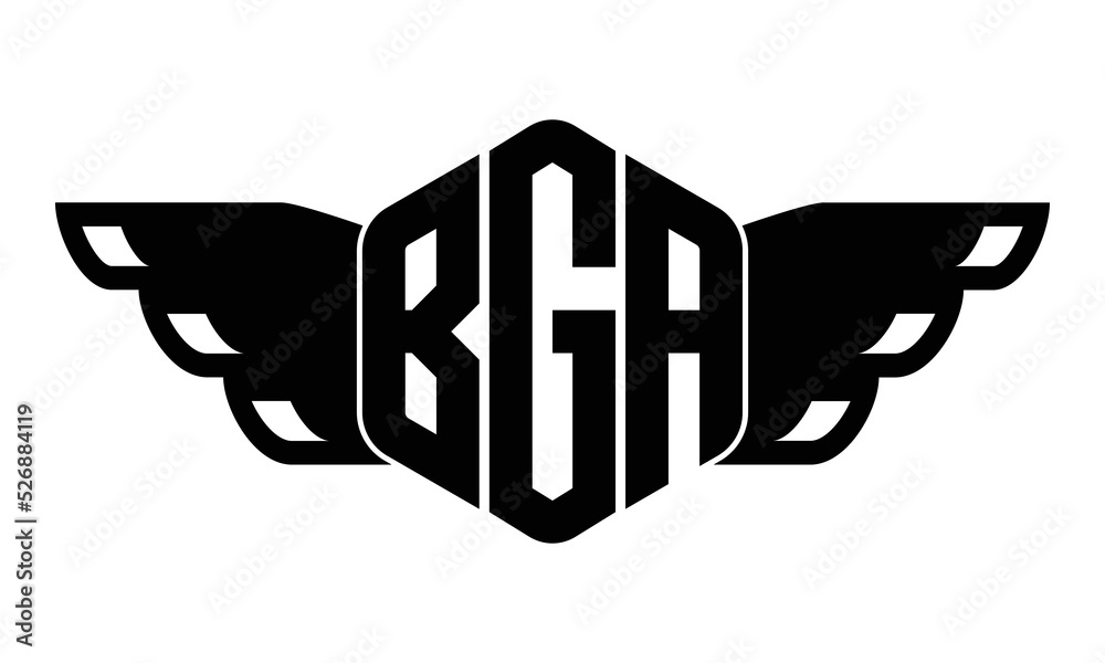 BGA three-letter butterfly iconic logo design vector template | polygon ...