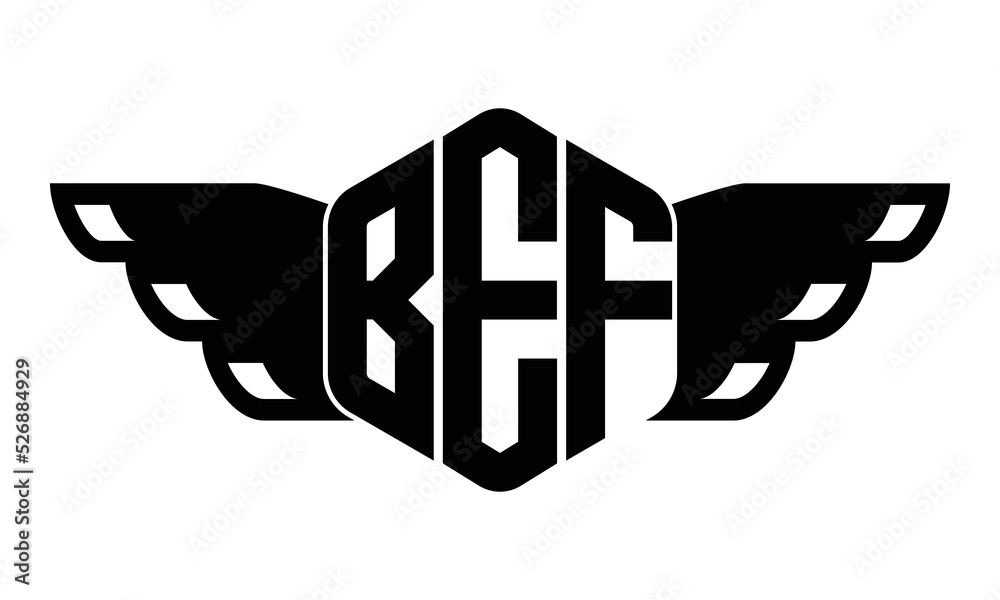 BEF three-letter butterfly iconic logo design vector template | polygon ...