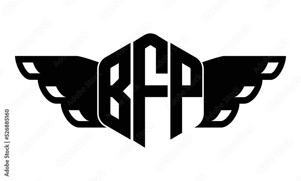BFP three-letter butterfly iconic logo design vector template | polygon ...