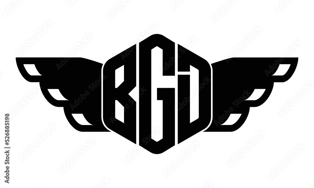 BGD three-letter butterfly iconic logo design vector template | polygon ...