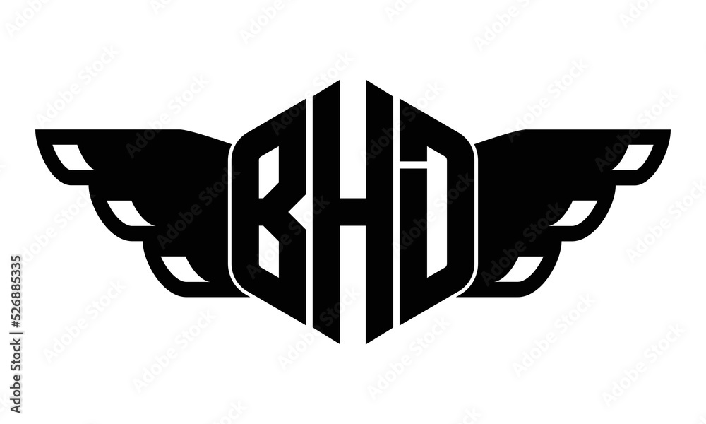 Vettoriale Stock BHD three-letter butterfly iconic logo design vector ...