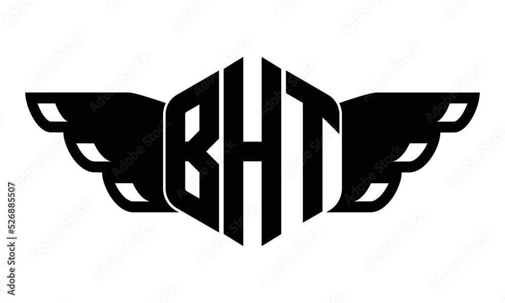 BHT three-letter butterfly iconic logo design vector template | polygon ...