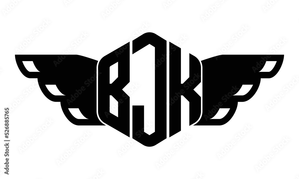 BJK three-letter butterfly iconic logo design vector template | polygon ...