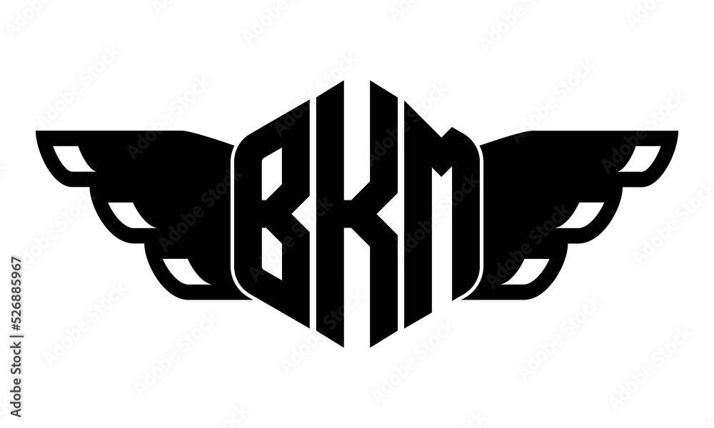 BKM three-letter butterfly iconic logo design vector template | polygon ...