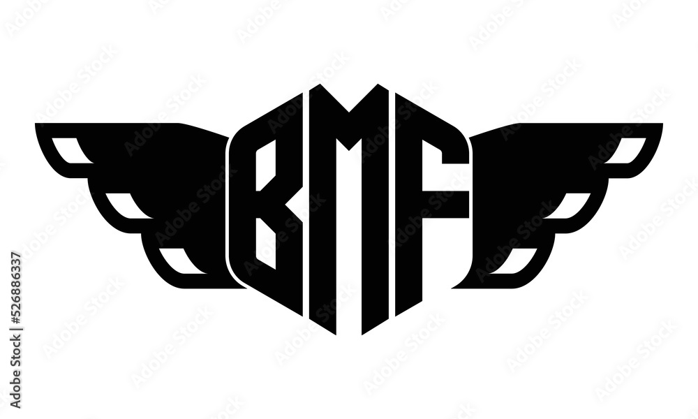 Stockvector BMF three-letter butterfly iconic logo design vector ...