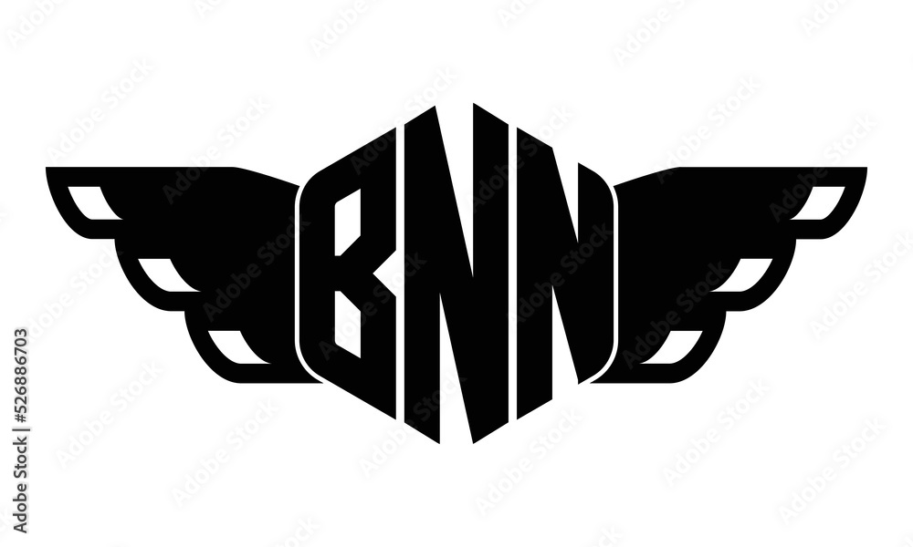 BNN three-letter butterfly iconic logo design vector template | polygon ...