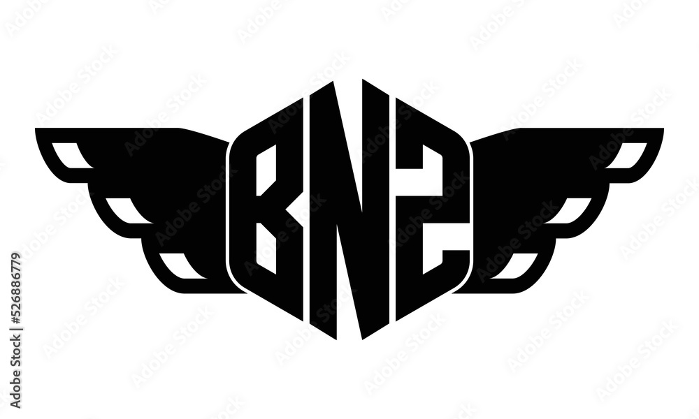 BNZ three-letter butterfly iconic logo design vector template | polygon ...