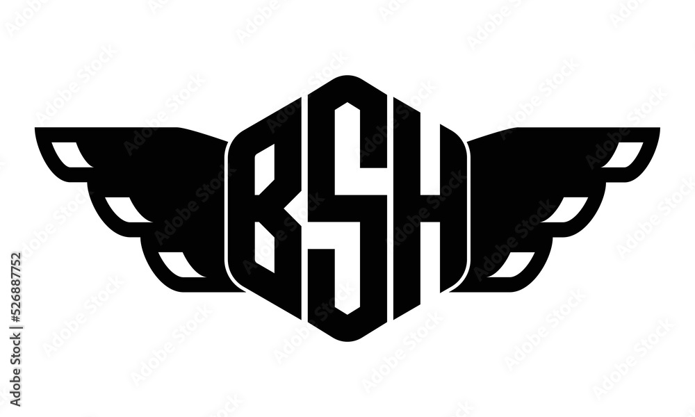 BSH three-letter butterfly iconic logo design vector template | polygon ...