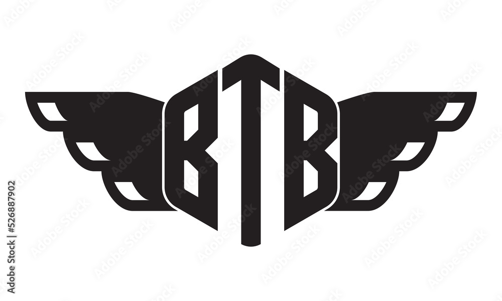Vetor do Stock: BTB three-letter butterfly iconic logo design vector template | polygon logo ...