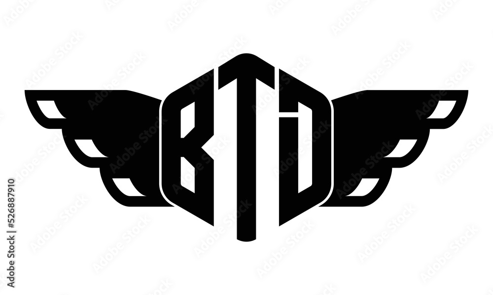BTD three-letter butterfly iconic logo design vector template | polygon ...