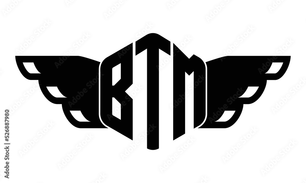 BTM three-letter butterfly iconic logo design vector template | polygon logo | monogram logo ...