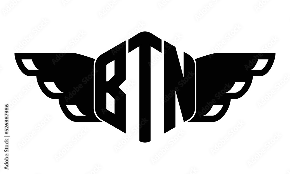 BTN three-letter butterfly iconic logo design vector template | polygon ...