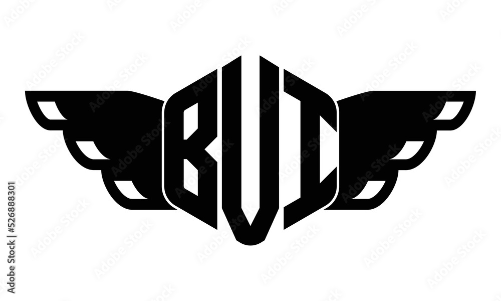 BVI three-letter butterfly iconic logo design vector template | polygon ...