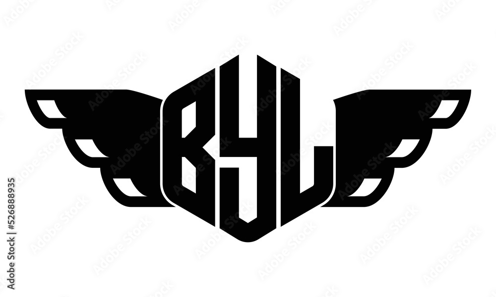 BYL three-letter butterfly iconic logo design vector template | polygon ...