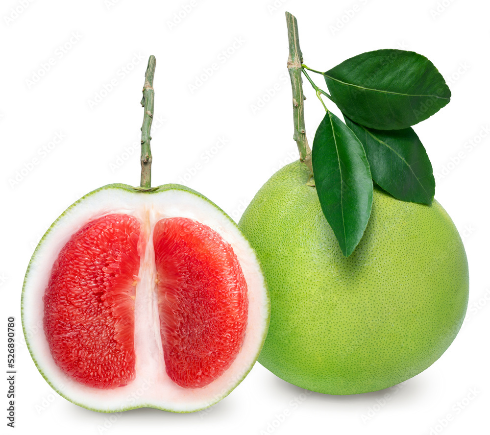 Red Pomelo isolated on white background, Fresh Red Pomelo citrus fruit ...
