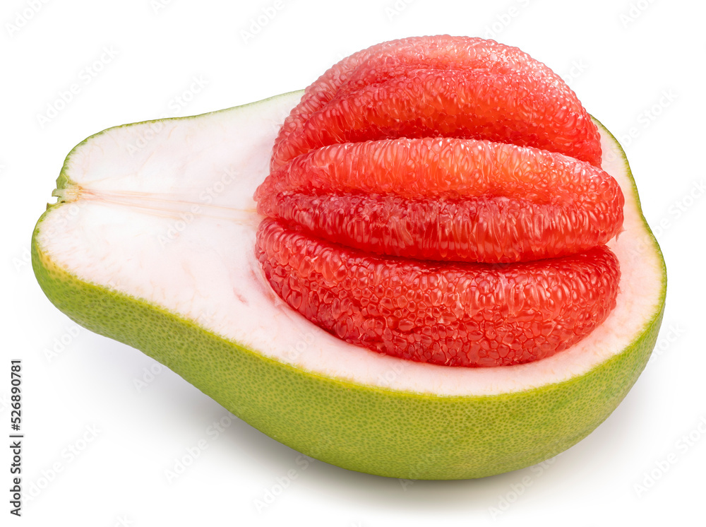 Red Pomelo isolated on white background, Fresh Red Pomelo citrus fruit ...
