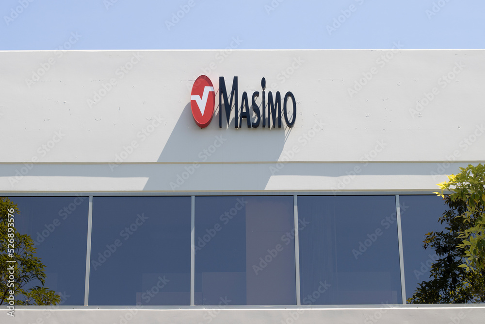 Irvine, CA, USA - May 7, 2022: Masimo logo is seen at its headquarters ...