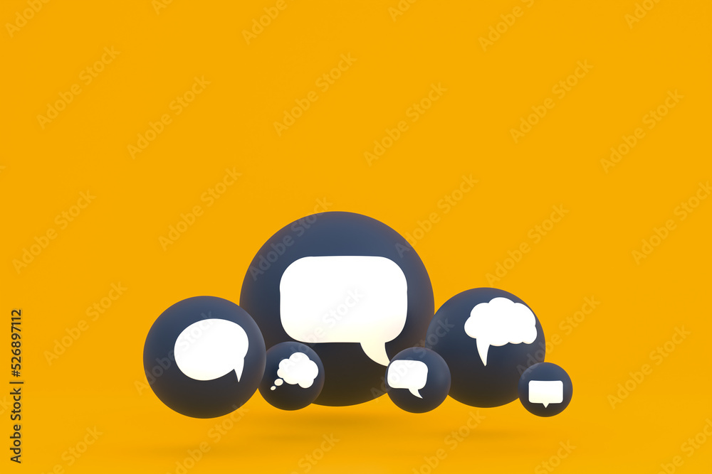 Idea comment or think reactions emoji 3d render,social media balloon ...