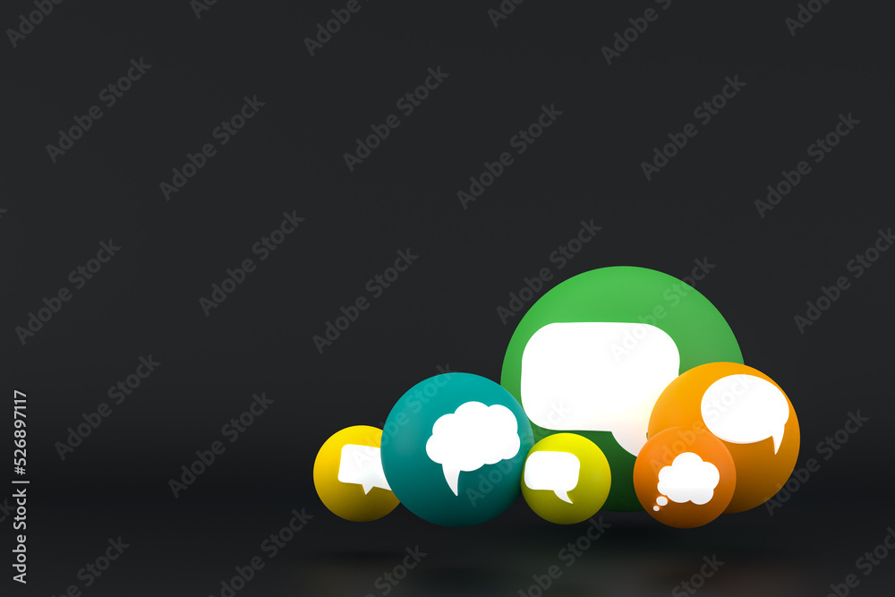 Idea comment or think reactions emoji 3d render,social media balloon ...