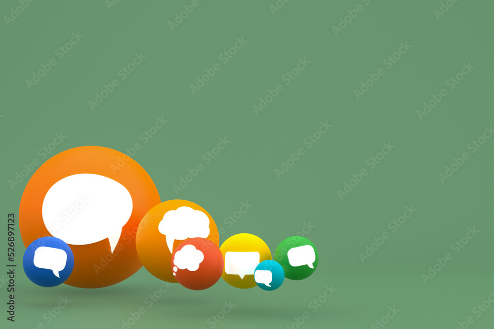 Idea comment or think reactions emoji 3d render,social media balloon ...