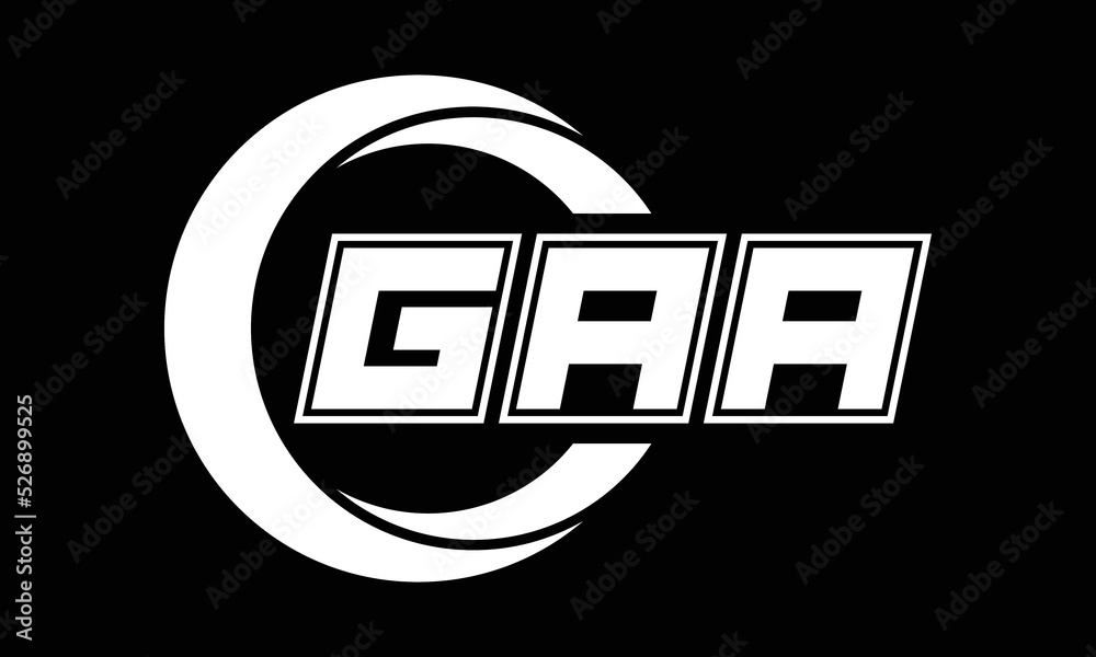 GAA three-letter circle logo design. custom font black and white logo ...