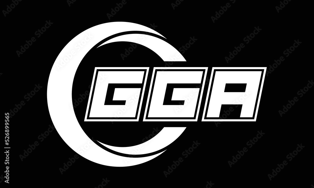 GGA three-letter circle logo design. custom font black and white logo ...