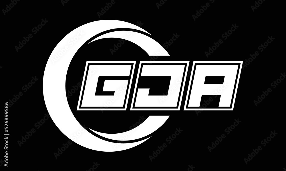 GJA three-letter circle logo design. custom font black and white logo ...