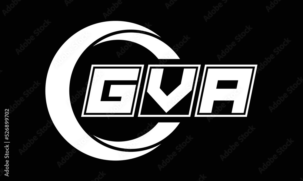 GVA three-letter circle logo design. custom font black and white logo ...