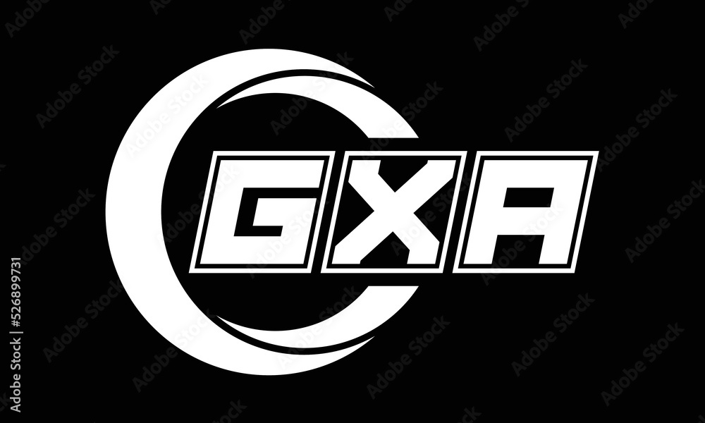 GXA three-letter circle logo design. custom font black and white logo ...