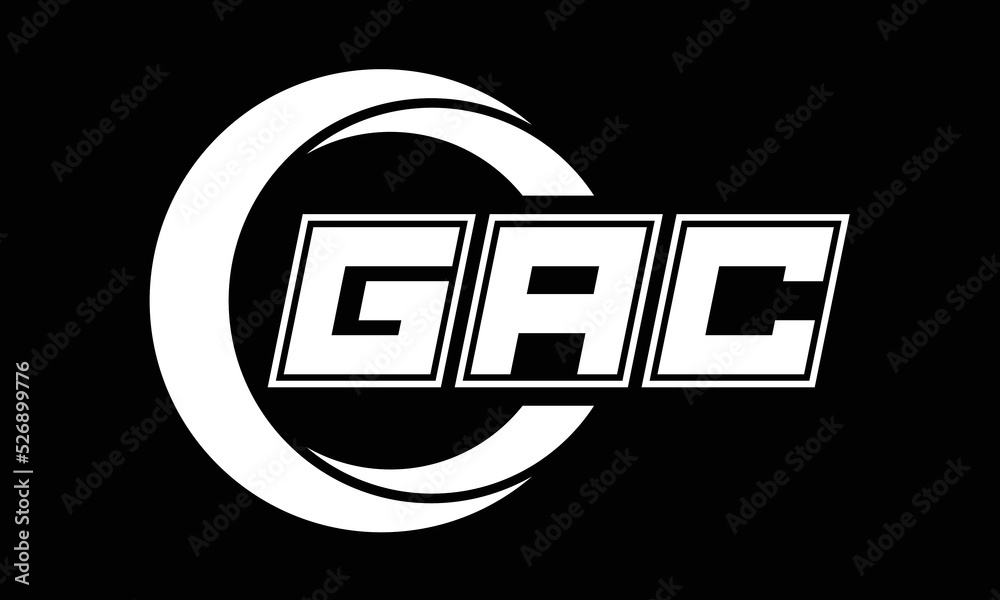 GAC three-letter circle logo design. custom font black and white logo ...
