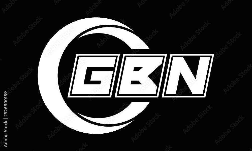 GBN three-letter circle logo design. custom font black and white logo ...