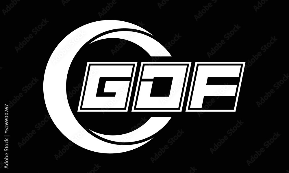 Vetor de GDF three-letter circle logo design. custom font black and ...