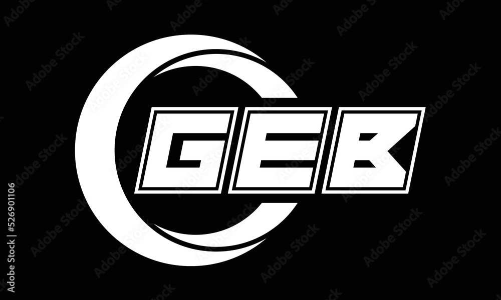 GEB three-letter circle logo design. custom font black and white logo ...