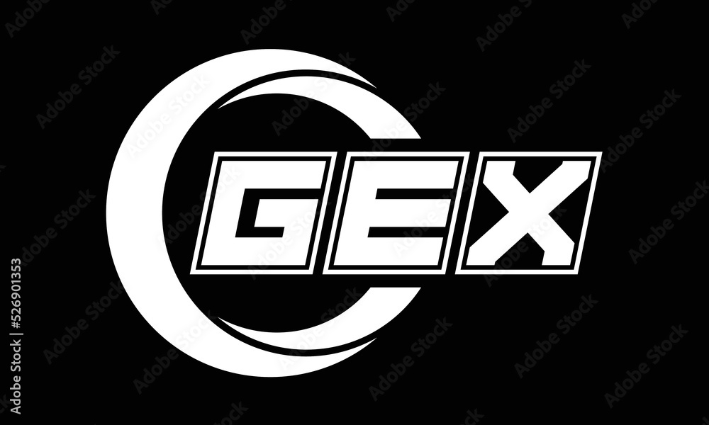 GEX three-letter circle logo design. custom font black and white logo ...